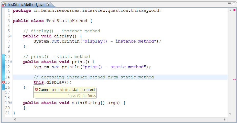 Java Interview Question And Answers On This Keyword Benchresources