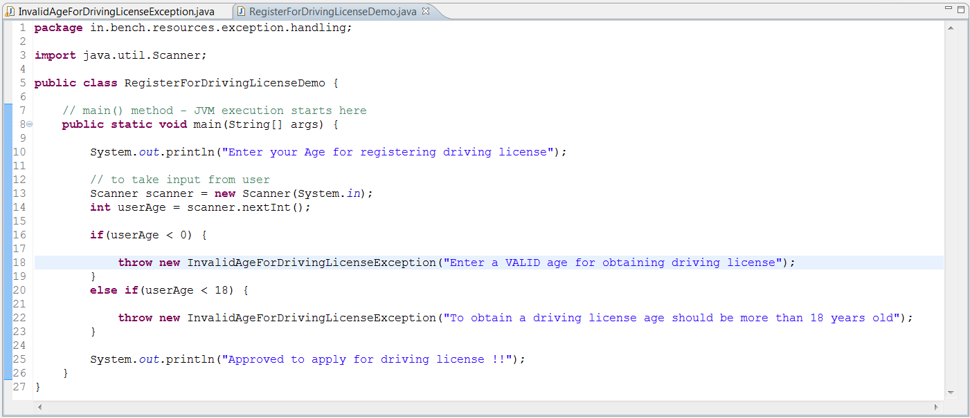 Java User defined Exception Or Custom Exception BenchResources Net