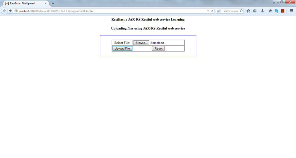 RestEasy: JAX-RS web service for uploading/downloading Text file + Java client - BenchResources.Net