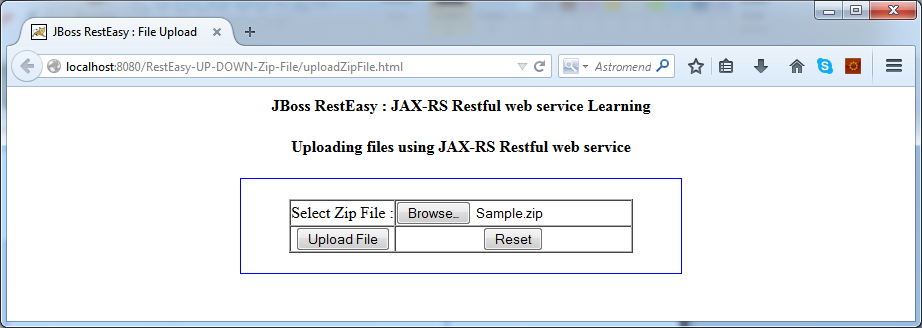 RestEasy: JAX-RS web service for uploading/downloading Zip file + Java client - BenchResources.Net