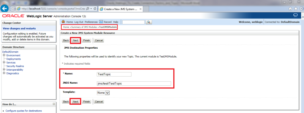 Oracle Weblogic Steps To Create Connection Factory And Topic Benchresources