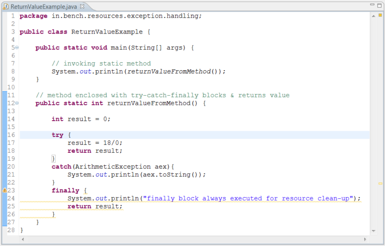 Java - Returning value from method having try-catch-finally blocks - BenchResources.Net
