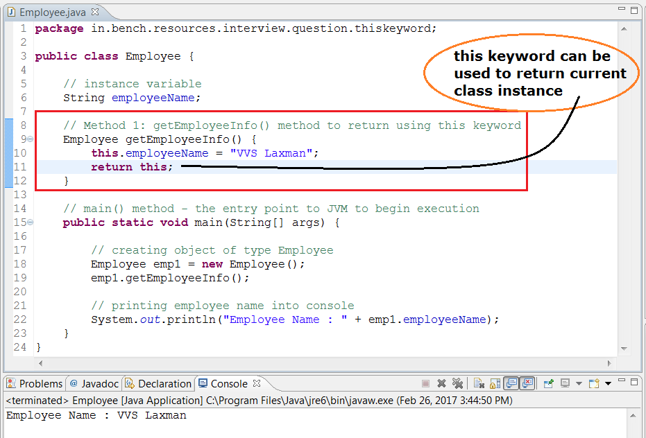 Java Interview Question And Answers On This Keyword Benchresources