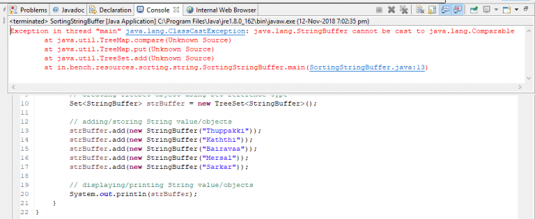 Java - Sorting Collection of String, StringBuffer and StringBuilder - BenchResources.Net